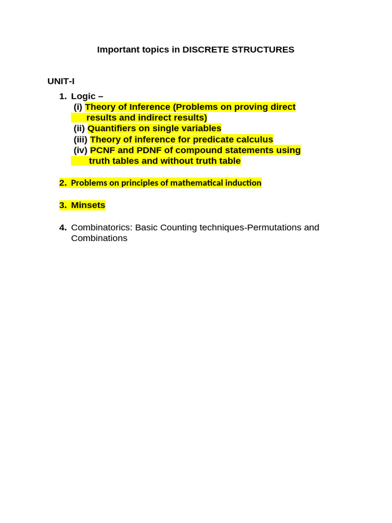 Important Topics in Discrete Structures | PDF | Group (Mathematics) | Discrete Mathematics