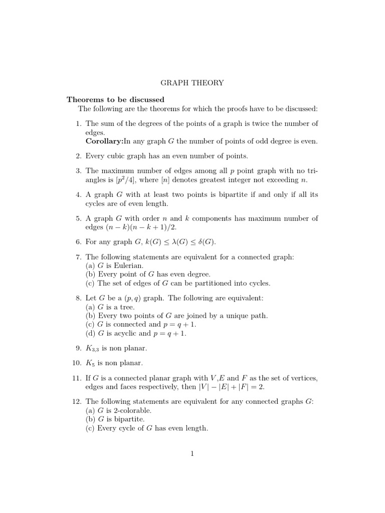 Graph Theory - Notes | PDF | Vertex (Graph Theory) | Discrete Mathematics