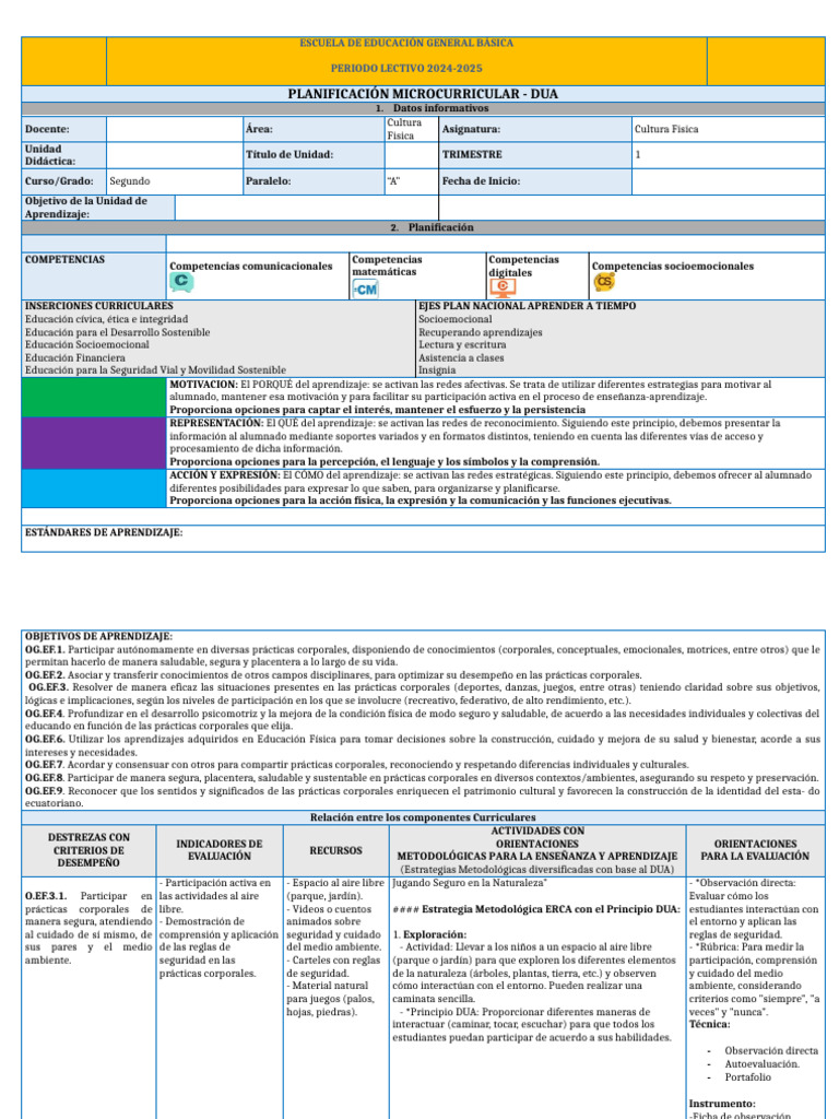 2do Grado 1er Trimestre Eeff | PDF | Aprendizaje | Evaluación
