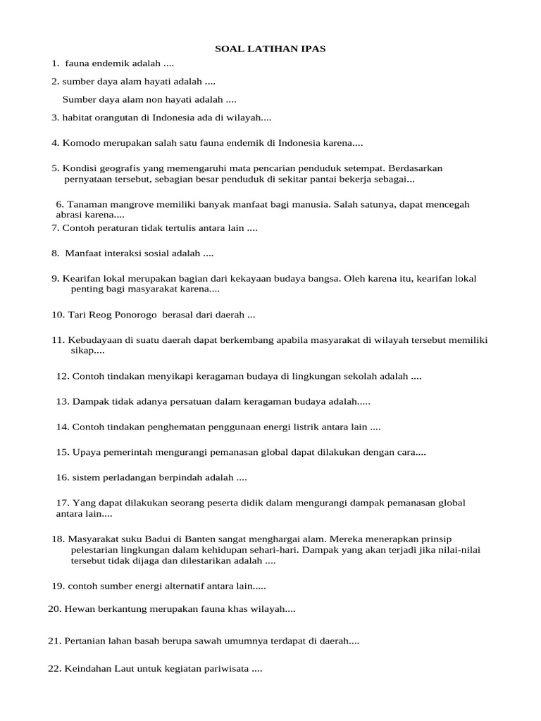 Latihan SOAL IPAS | PDF
