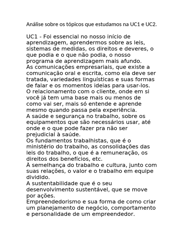 analise UC1 e UC2 Bianca Souza | PDF