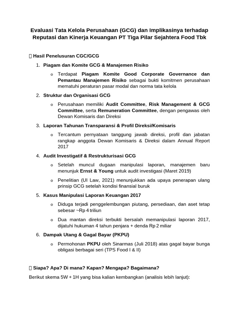 Evaluasi GCG dan Dampaknya di TPS Food | PDF