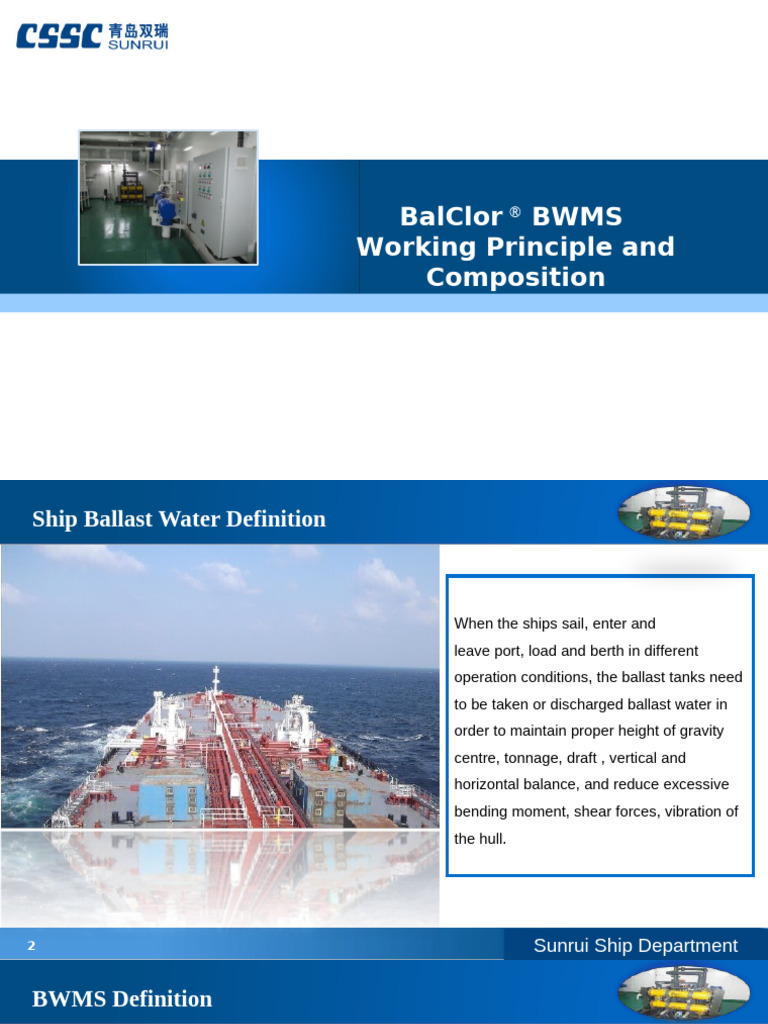 BalClor BWMS Principle and Composition | PDF | Filtration | Water