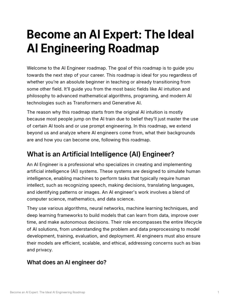 Ai Engineer Roadmap | PDF | Artificial Intelligence | Intelligence (AI ...