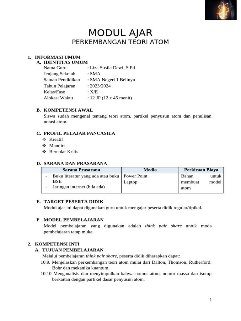 5. Modul Struktur Atom | PDF