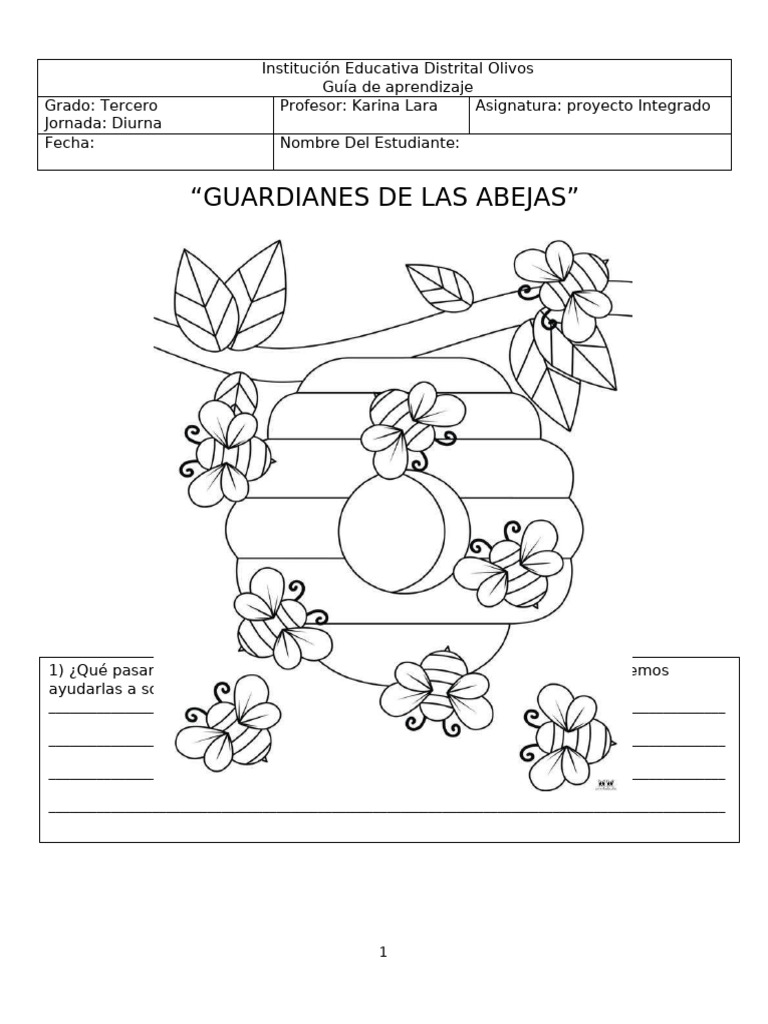 Guia Integrada Abejas Grado Tercero | PDF | Western Honey Bee | Colmena