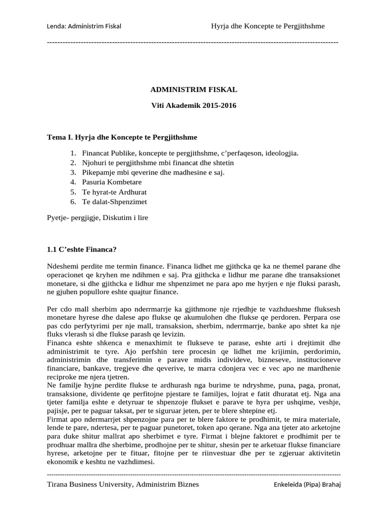 AF Tema 1 Hyrje Dhe Kocepte Te Pergjithshme | PDF