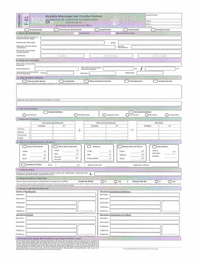 Nuevo Formulario F-01 - Amdc | PDF