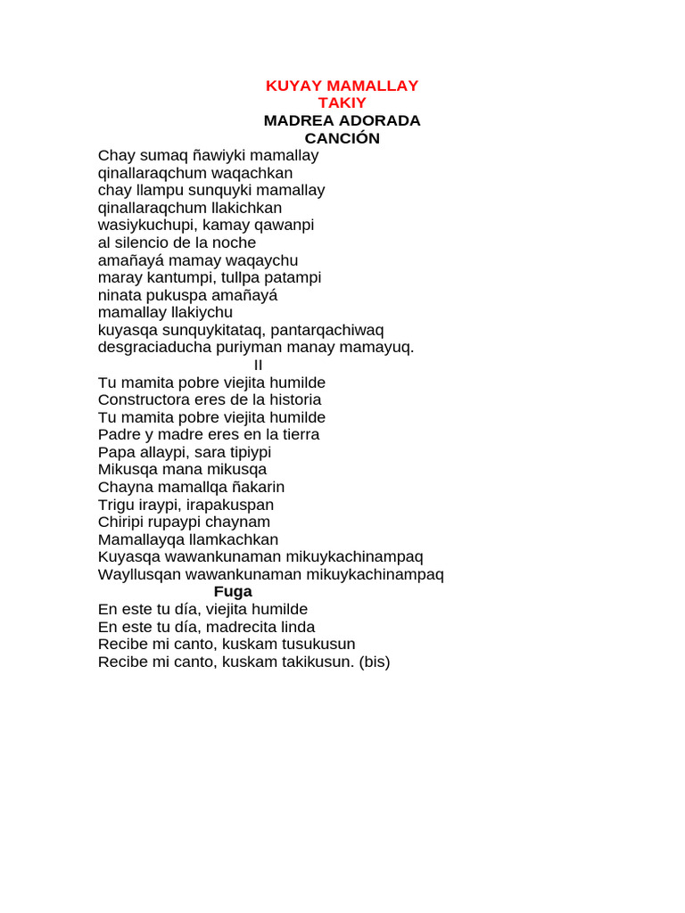 Cancion A La Madre | PDF