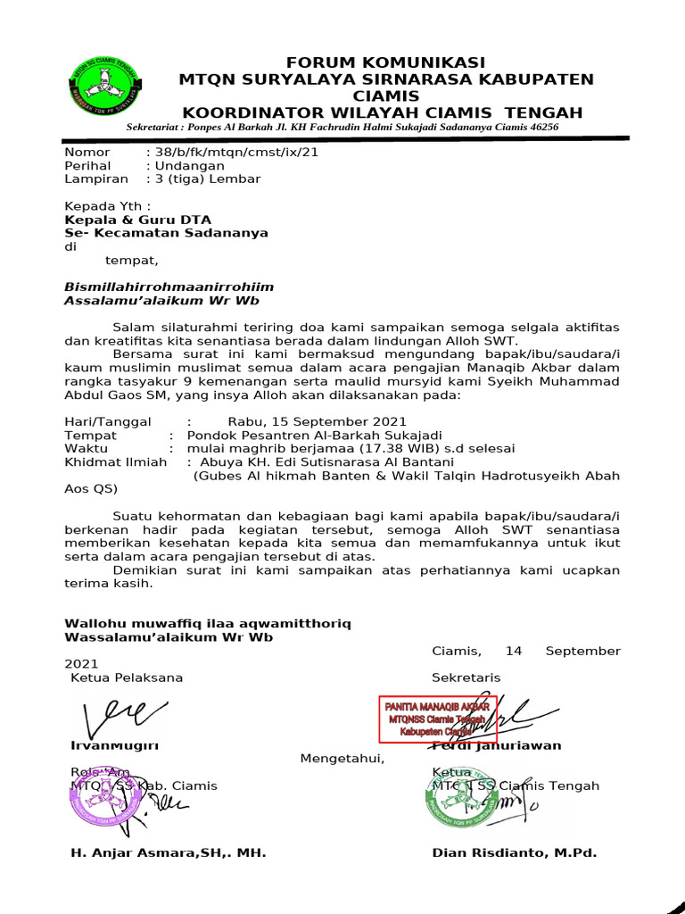 SURAT UNDANGAN MANAQIB dta | PDF