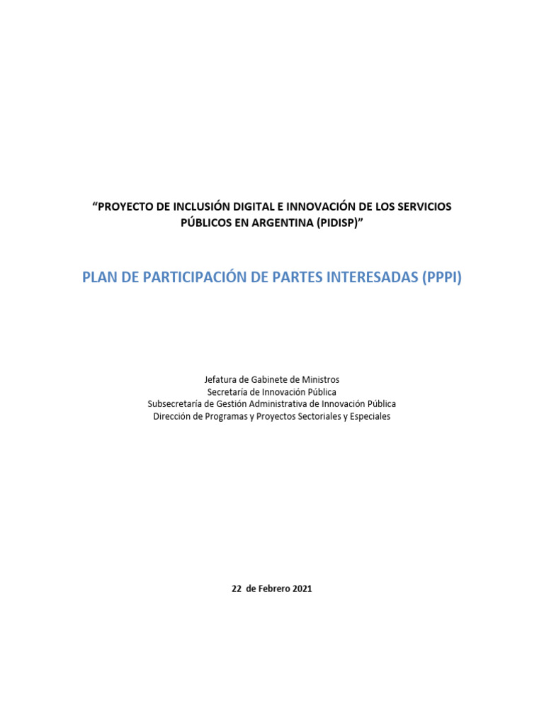 Plan de Participacion de Partes Interesadas 22.02.21 | PDF | Gobierno E