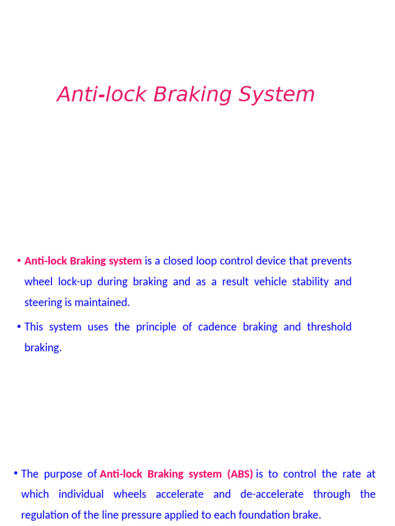 Purpose of Anti-lock Braking System | PDF | Anti Lock Braking System ...