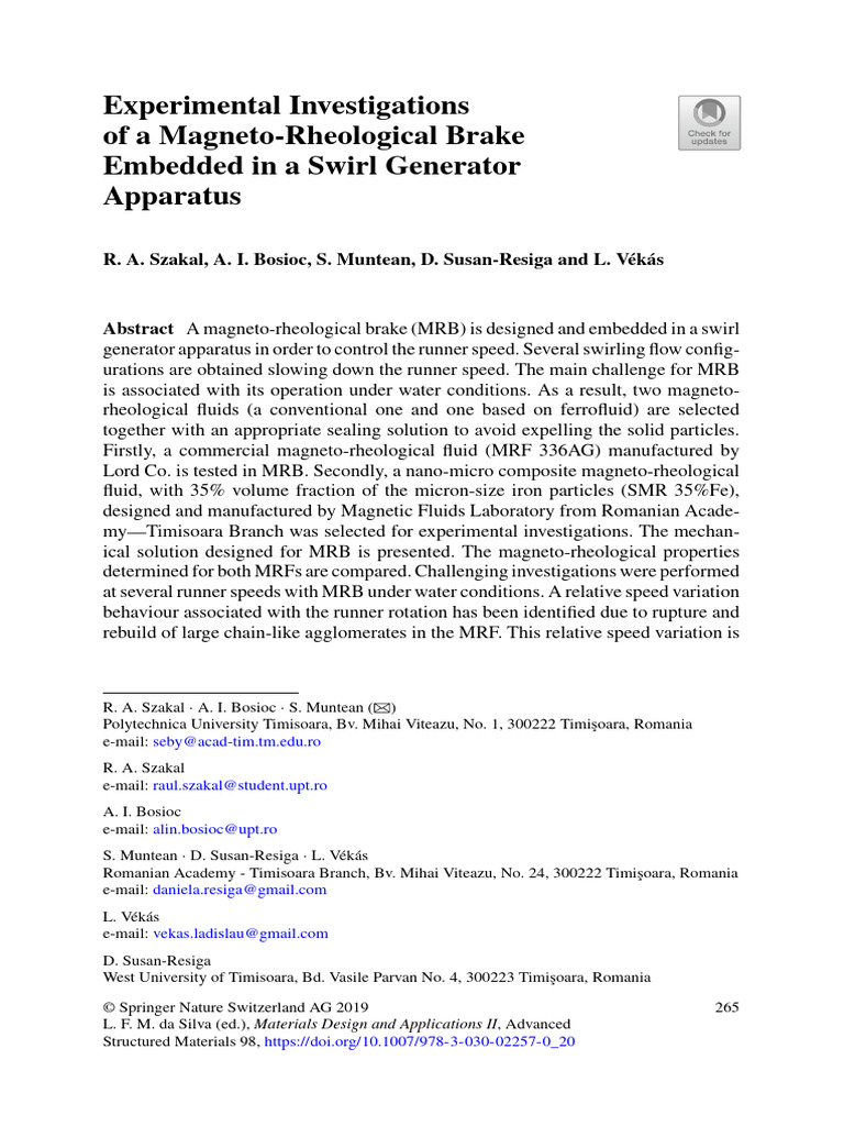 Experimental Investigations of Magneto Rheological Brake Embedded in A ...
