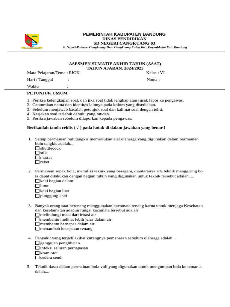 Soal Asat Vi - 2025 | PDF