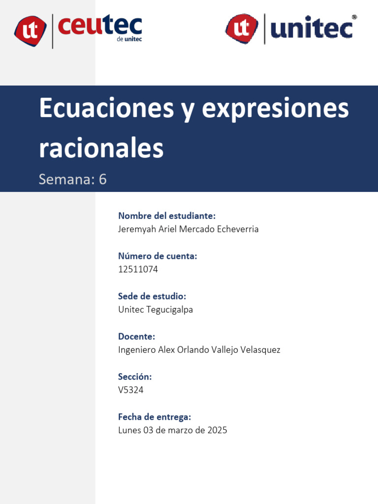 Ecuaciones y Expresiones Racionales | PDF