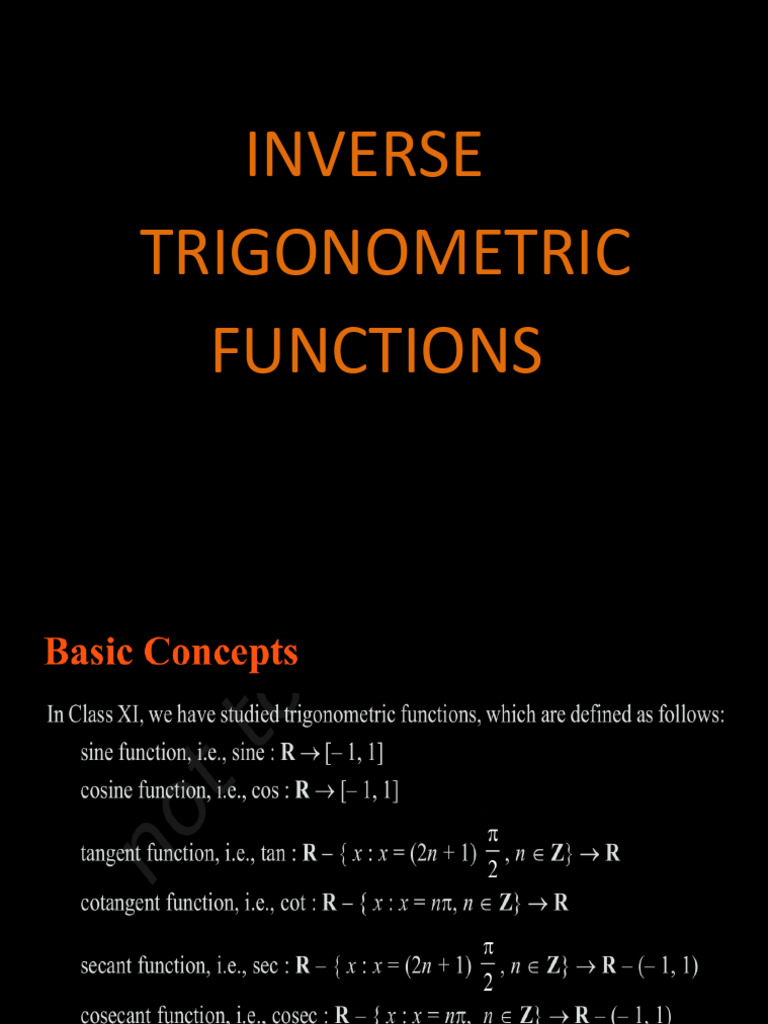 Inverse Trigonometric Functions | PDF