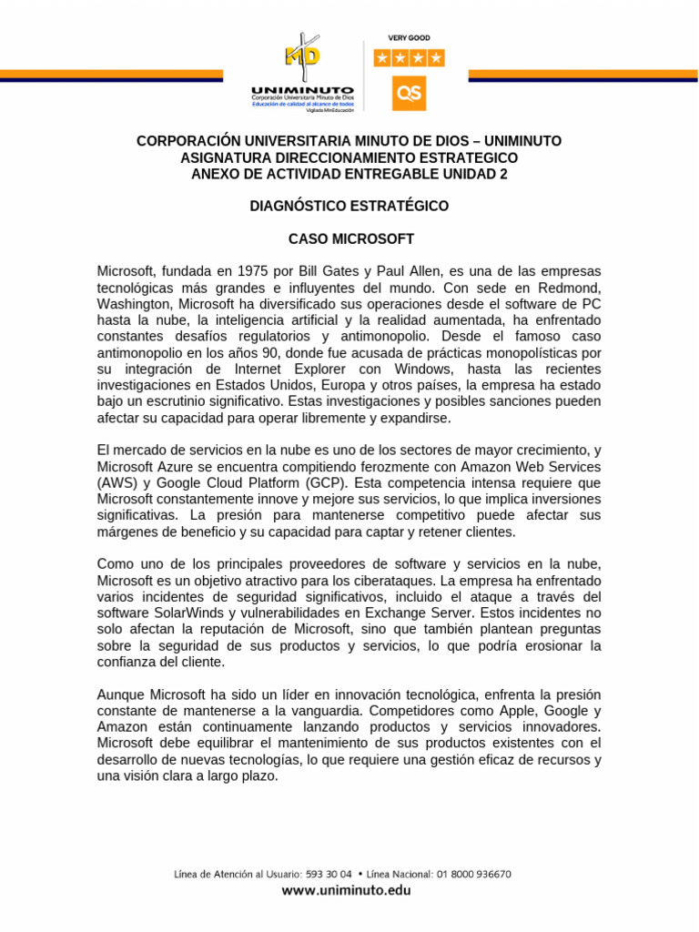 Uni2 Anexo Caso Microsoft | PDF | Microsoft | Computación en la nube