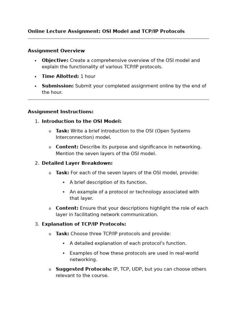 Introduction To Networking - Online Lecture Assignment | PDF | Osi ...