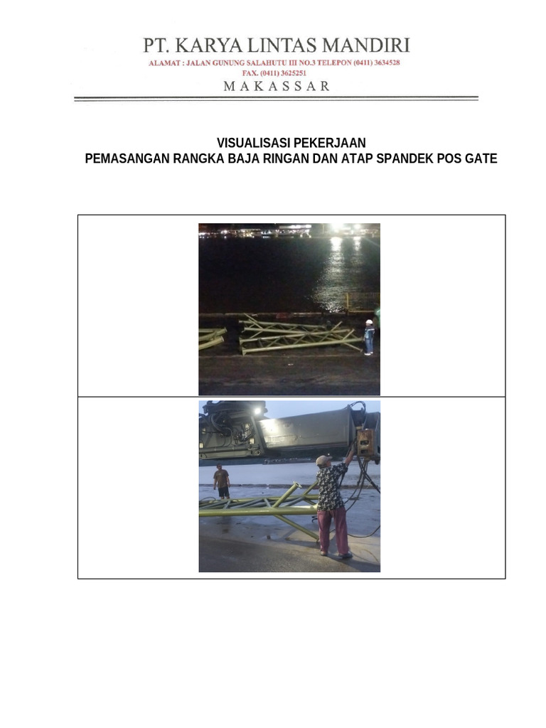 Pek Pemasangan Rangka Baja Ringan Dan Atap Spandek Pos Gate | PDF