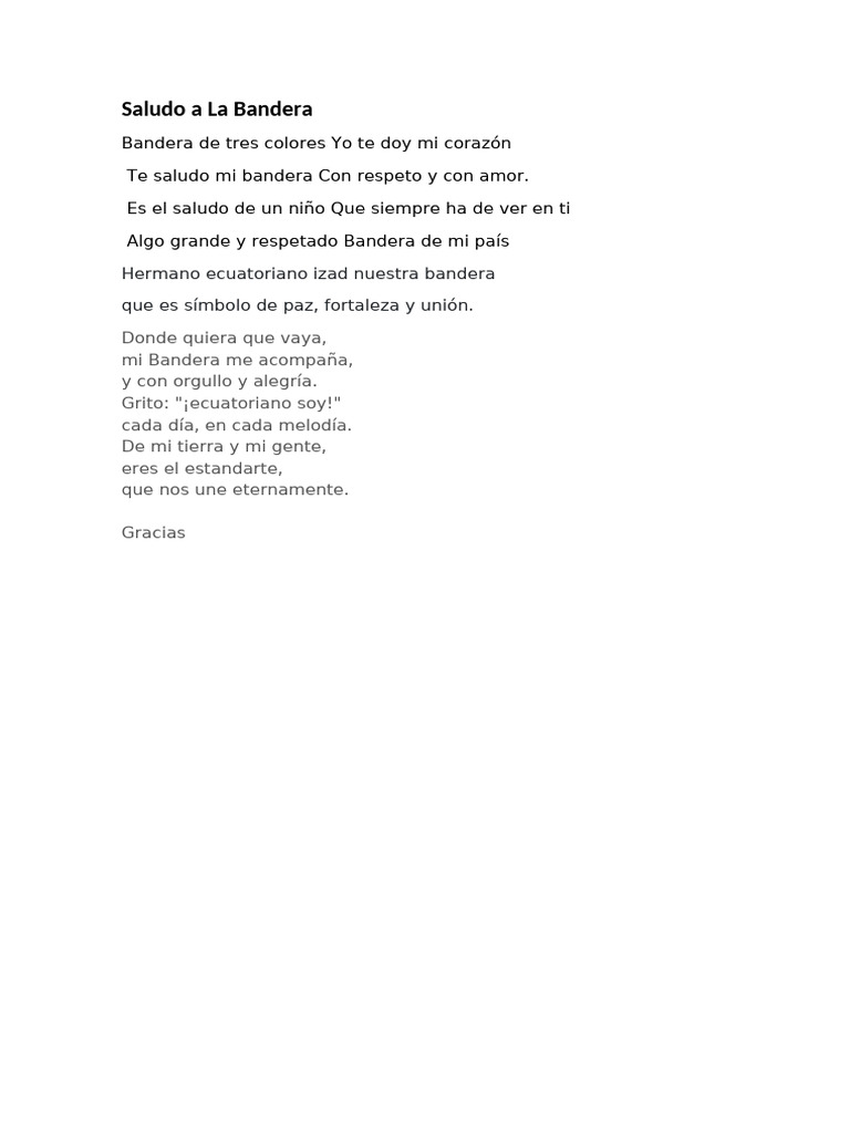 Saludo a la Bandera del Ecuador | PDF
