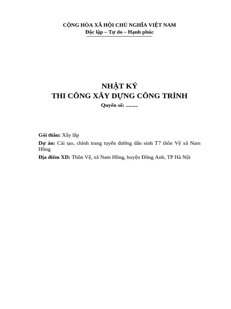 Nhat Ky Thi Cong - T7 | PDF