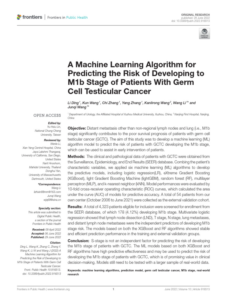 A Machine Learning Algorithm For | PDF | Receiver Operating ...