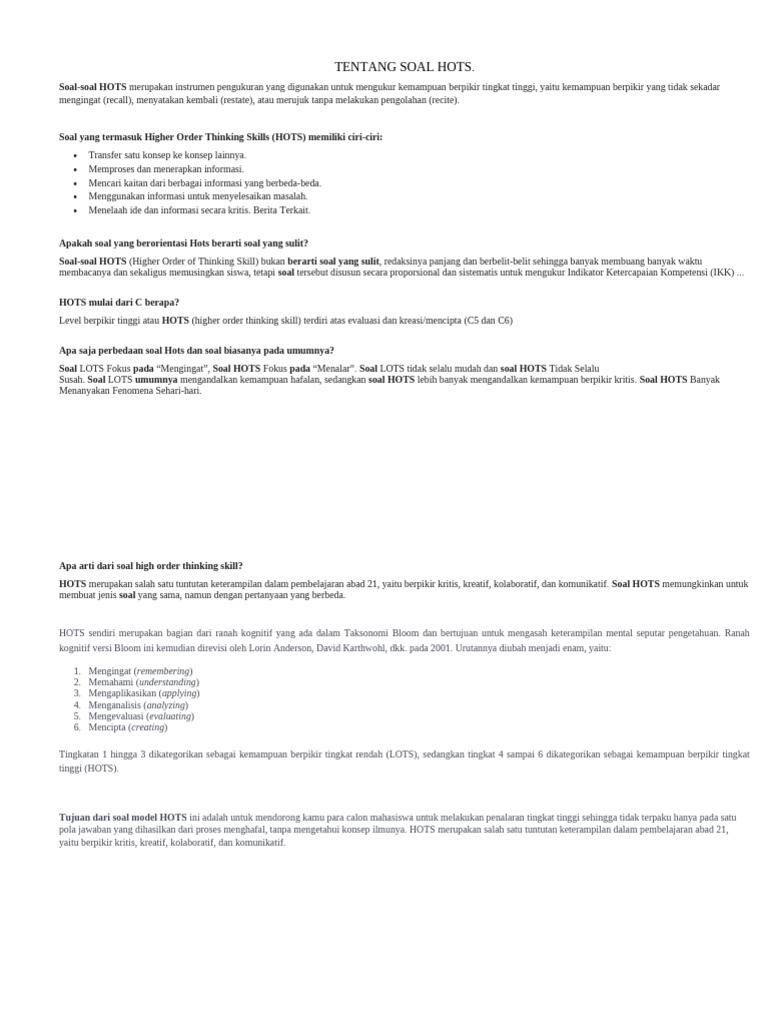 Belajar Soal Hots | PDF