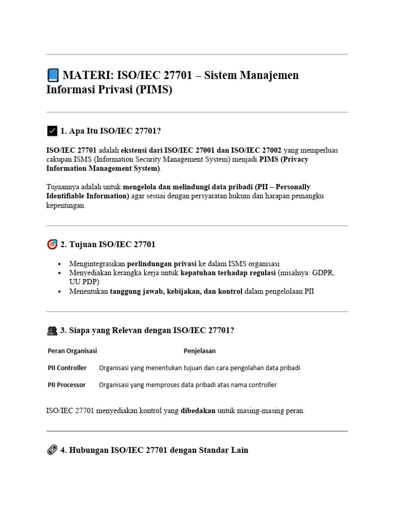 Panduan ISO/IEC 27701 untuk PIMS | PDF
