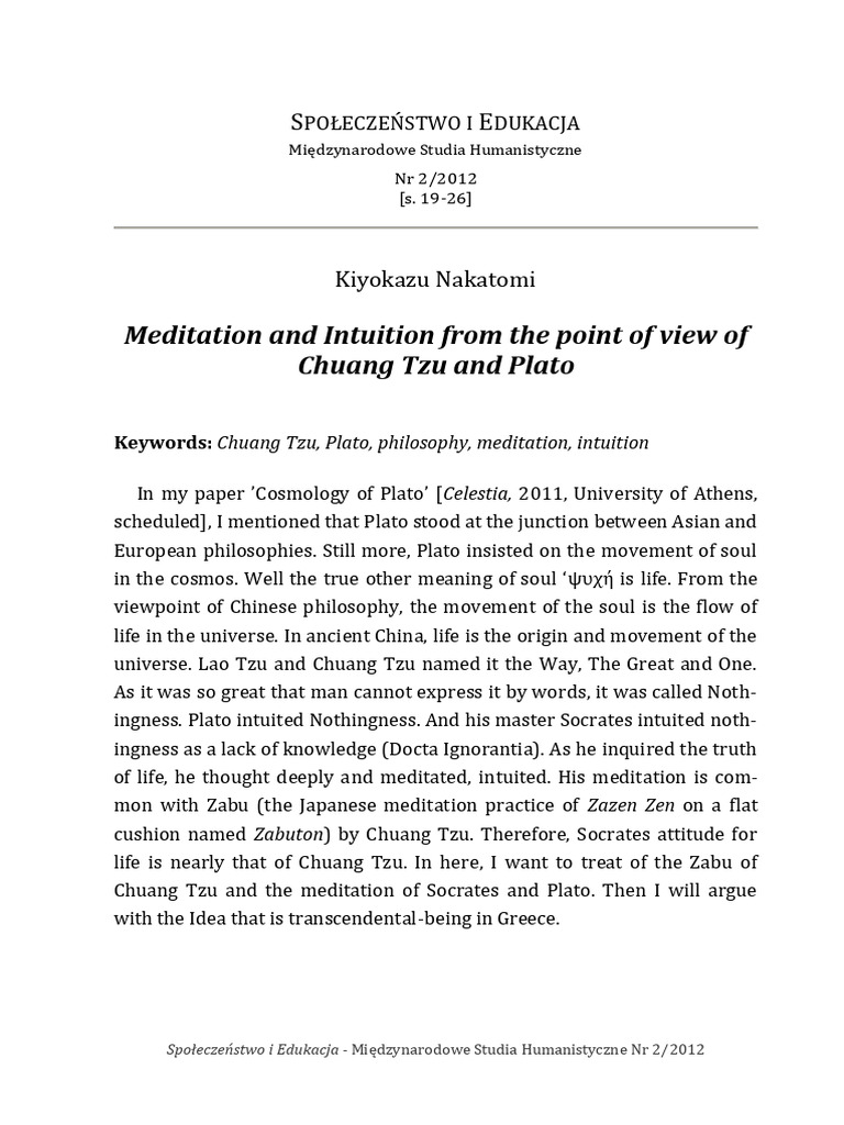 Meditation and Intuition From The Point | PDF | Plato | Socrates