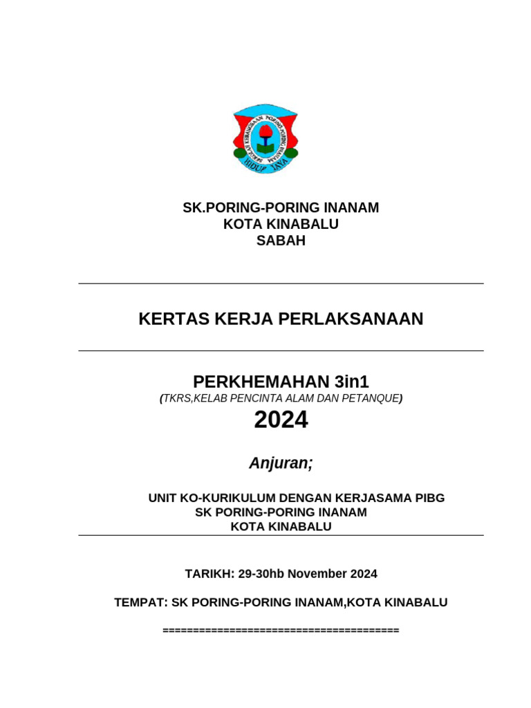 Kertas Kerja Kem 3in1 SKPP 2024 | PDF