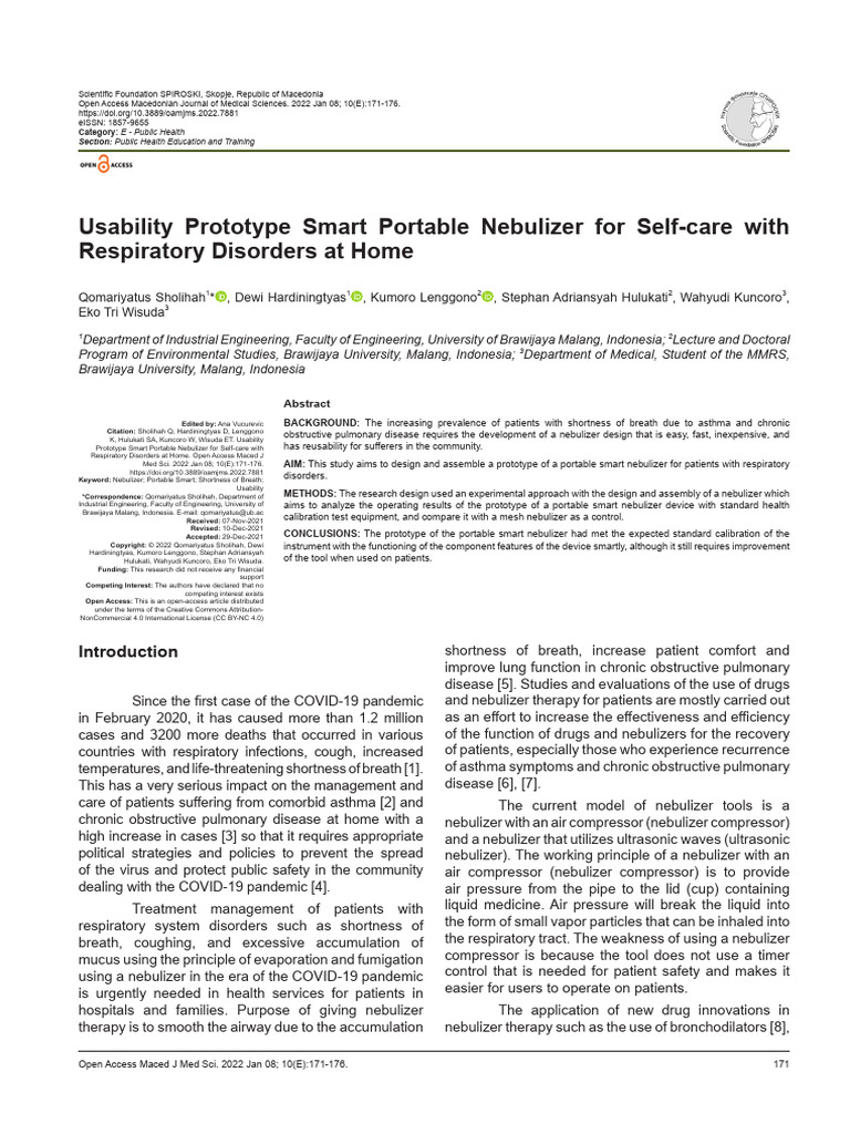 Usability Prototype Smart Portable Nebulizer For S | PDF | Asthma