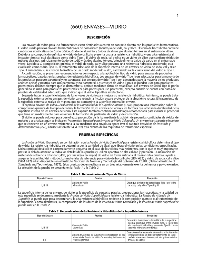 Usp 660 Evases - Vidrio | PDF | Lentes | Lima (Material)