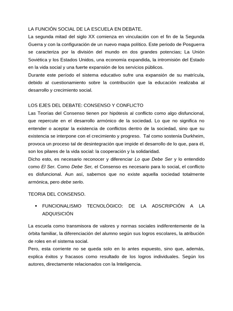 Pedagogia Consenso y Conflicto | PDF | Ideologías | Sociedad
