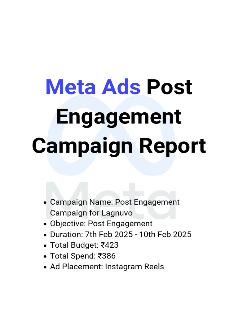Meta Ads Post Engagement Campaign Report | PDF