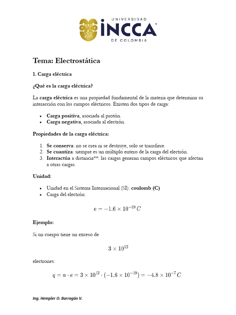 Electrostatica Carga Electrica Semana 2 | PDF | Carga eléctrica ...