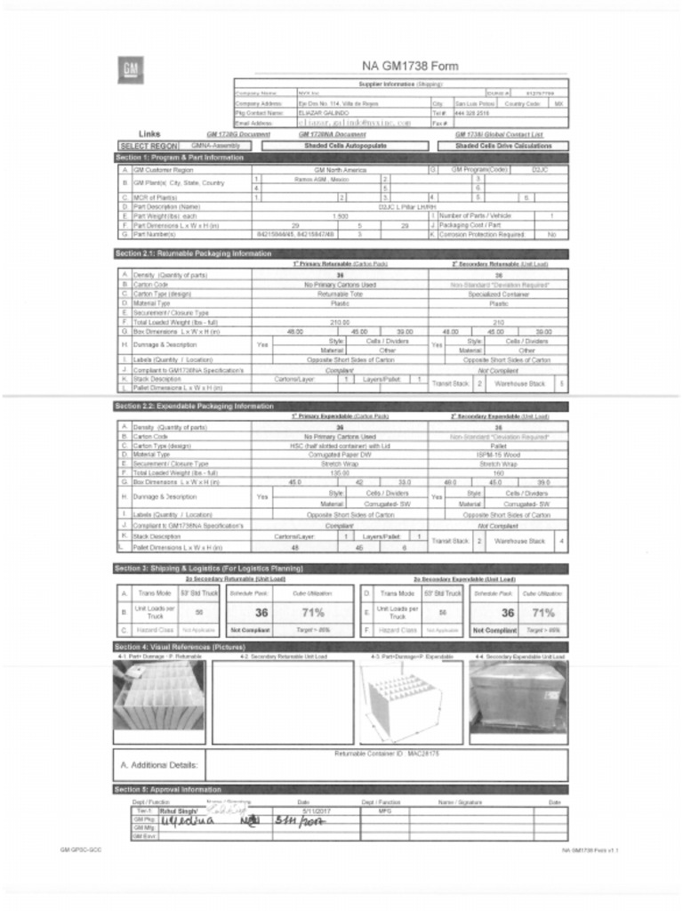 GM 1738 Form - 1 | PDF