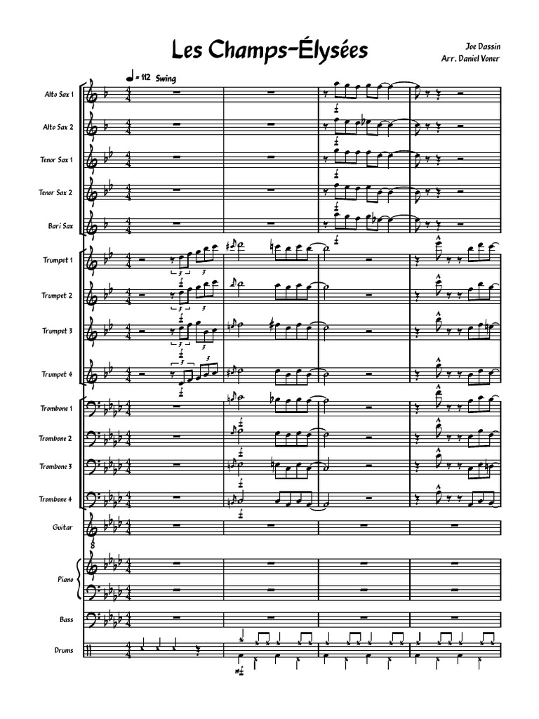 Les Champs-Elysees (Full Score) | PDF | Saxophone | Musical Instruments