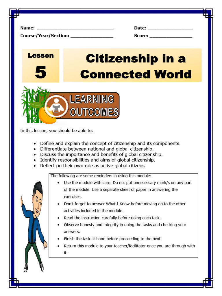 Lesson 5 Citizenship in A Connected World | PDF | Citizenship | Liberal ...