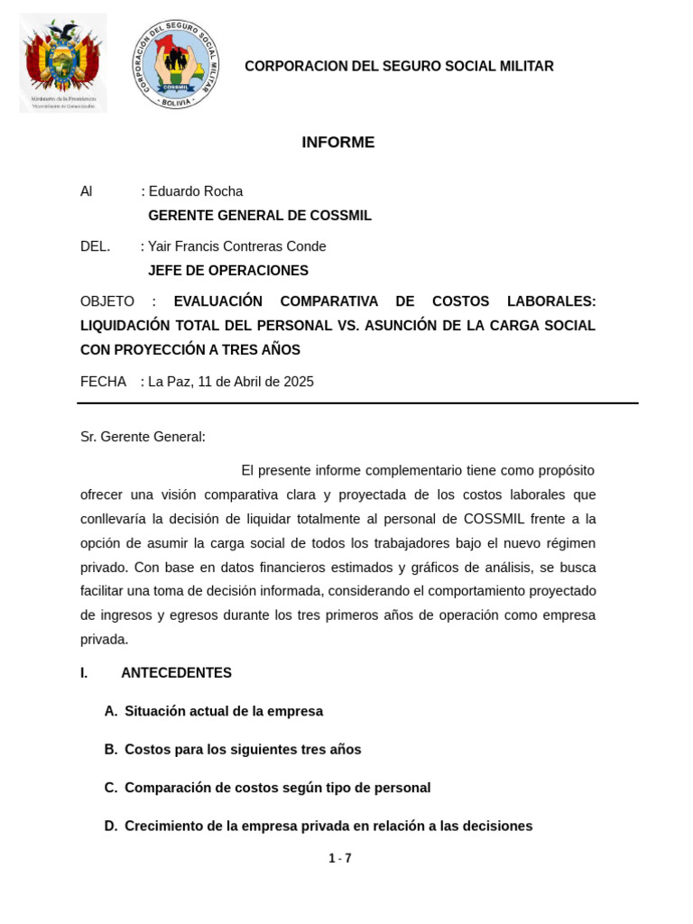 Informe Cossmil 2 | PDF | Business | Negocios económicos