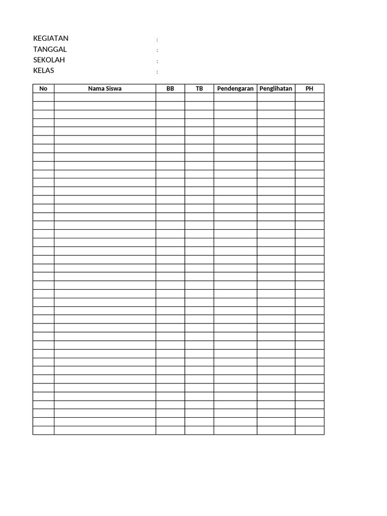 Absen Kegiatan Uks | PDF