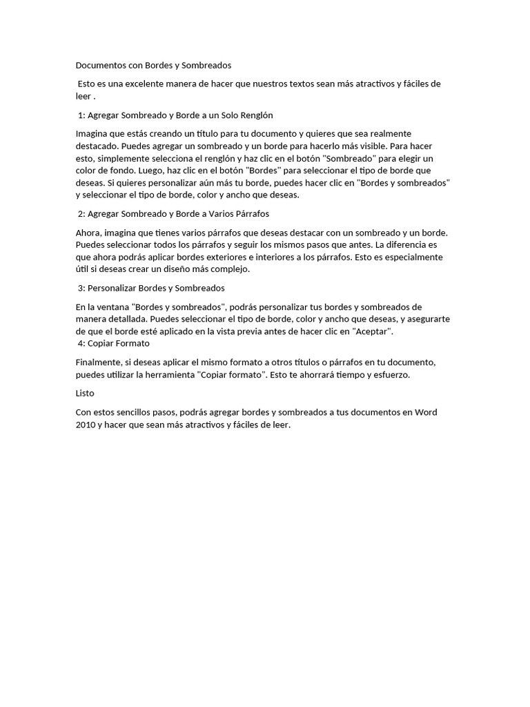 Documentos Con Bordes y Sombreados Ejemplos de Como Hacerlos | PDF