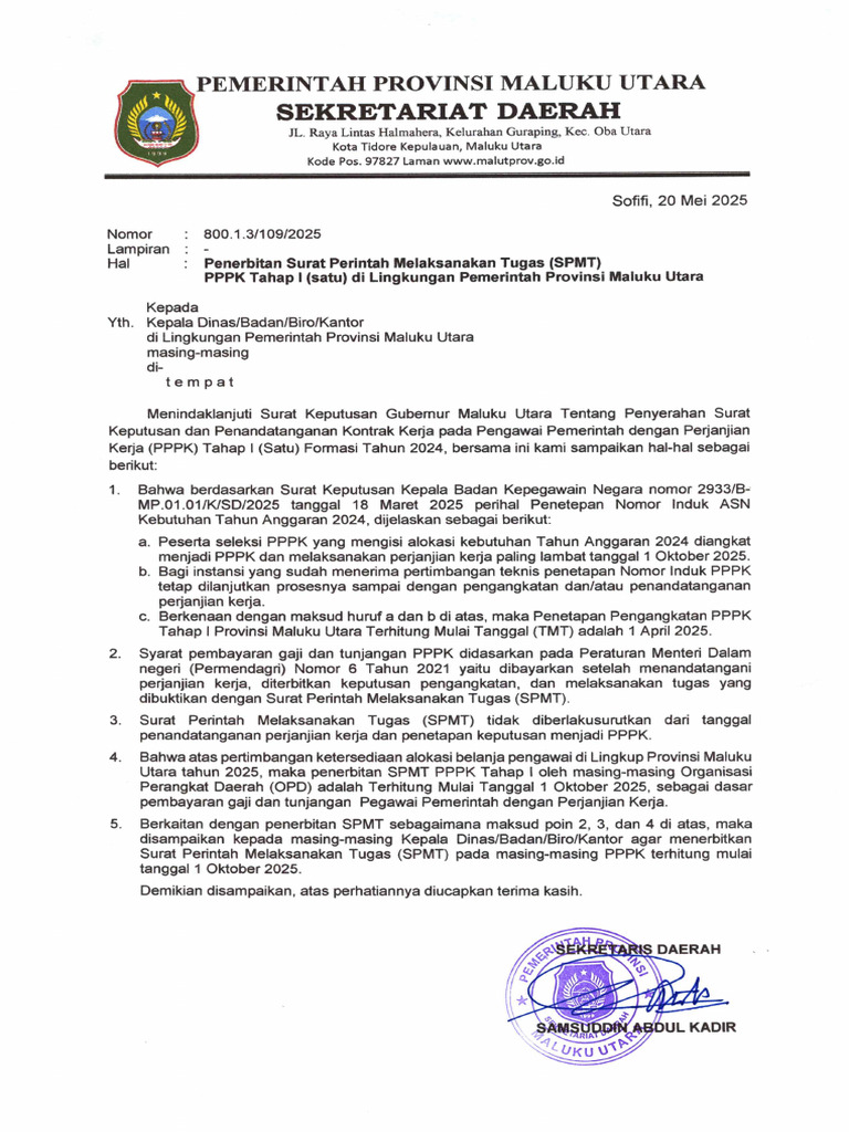Penerbitan SPMT PPPK Tahap 1 | PDF