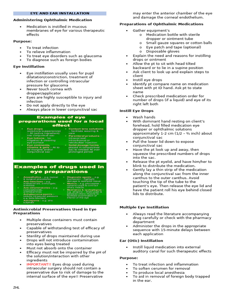 Ophthalmic and Otic Medication Guide | PDF | Anatomical Terms Of Motion ...