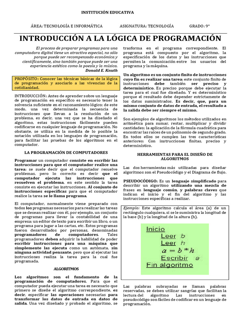 Introducción a la Lógica de Programación | PDF | Algoritmos ...
