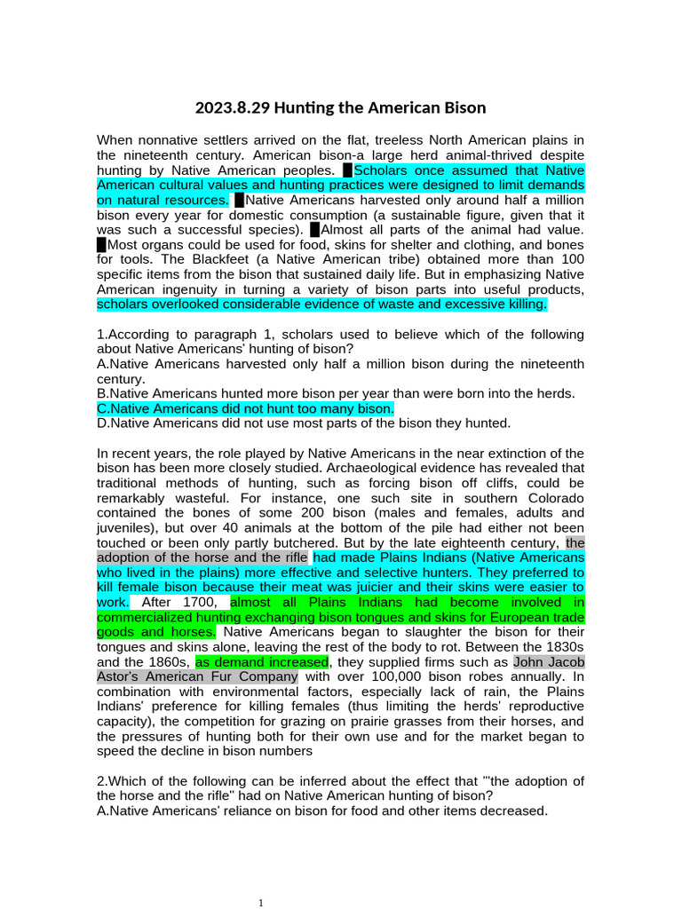 Hunting the American Bison | PDF | Hunting | Bison