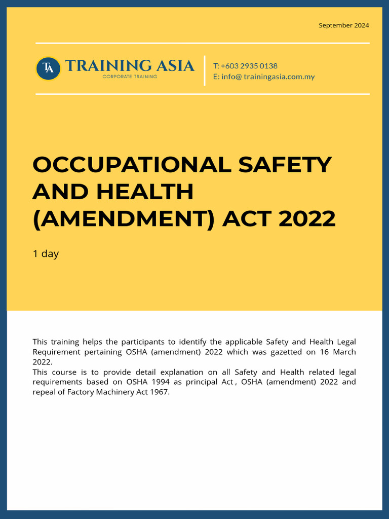OSHA Amendment 2022 Training Overview | PDF | Occupational Safety And ...