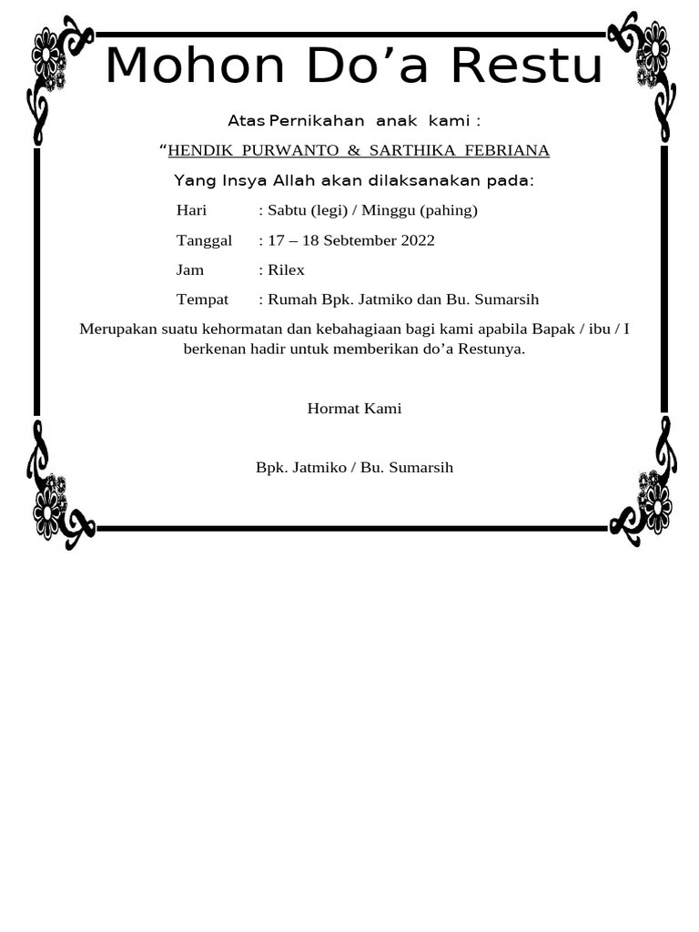 Undangan Box Hendik | PDF