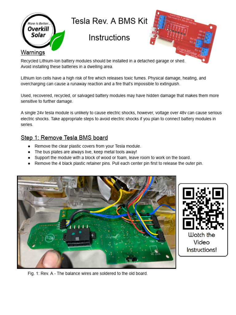 Rev A Tesla BMS Kit Instructions | PDF | Lithium Ion Battery ...