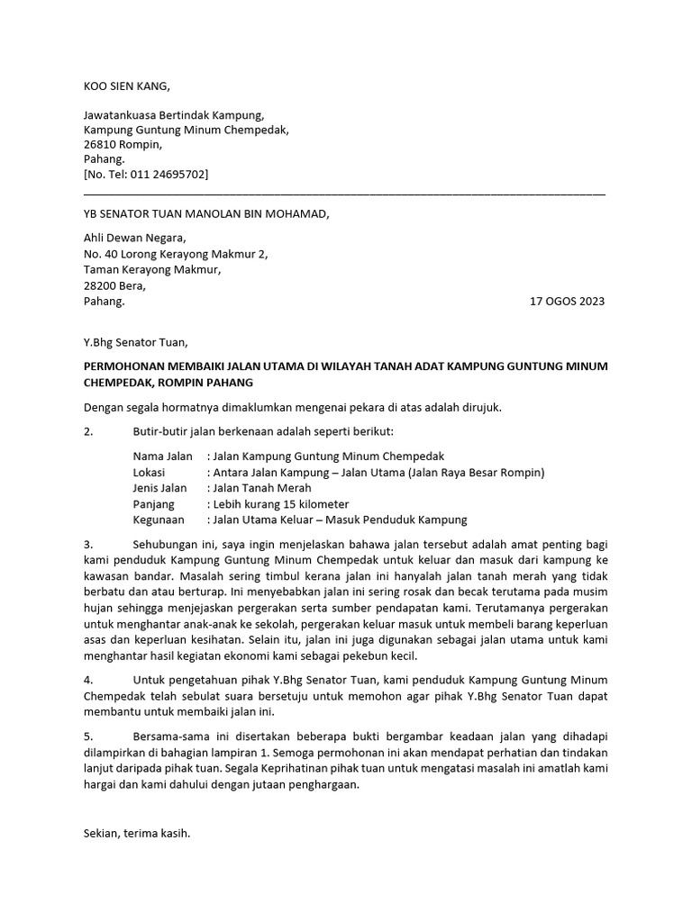 Surat Permohonan Jalan | PDF