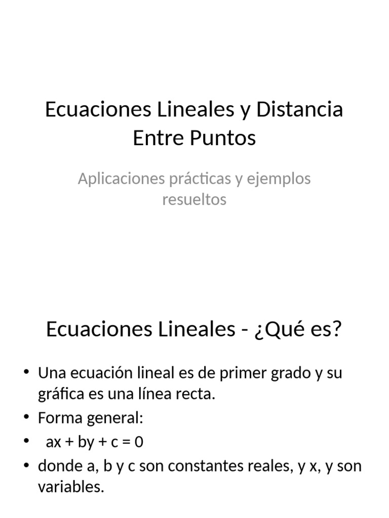 Ecuaciones Lineales y Distancia | PDF
